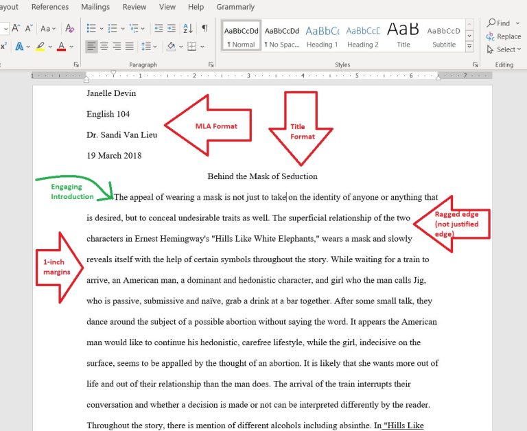 Student Essay Example 2 (Literary Analysis) in MLA – The RoughWriter’s ...