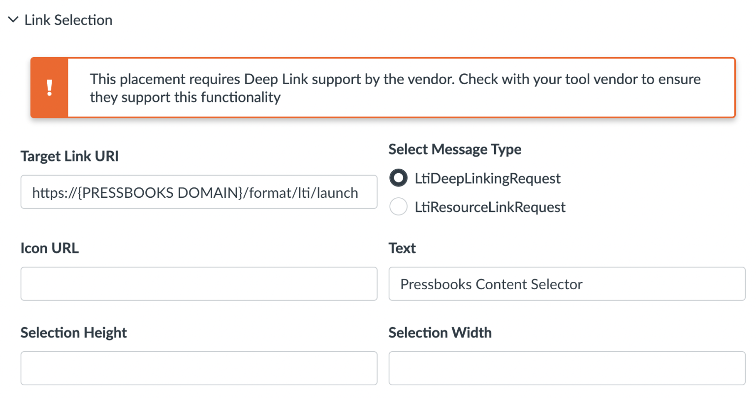 Enable Deep Linking For An Existing Lti Registration The Pressbooks Network Managers Guide